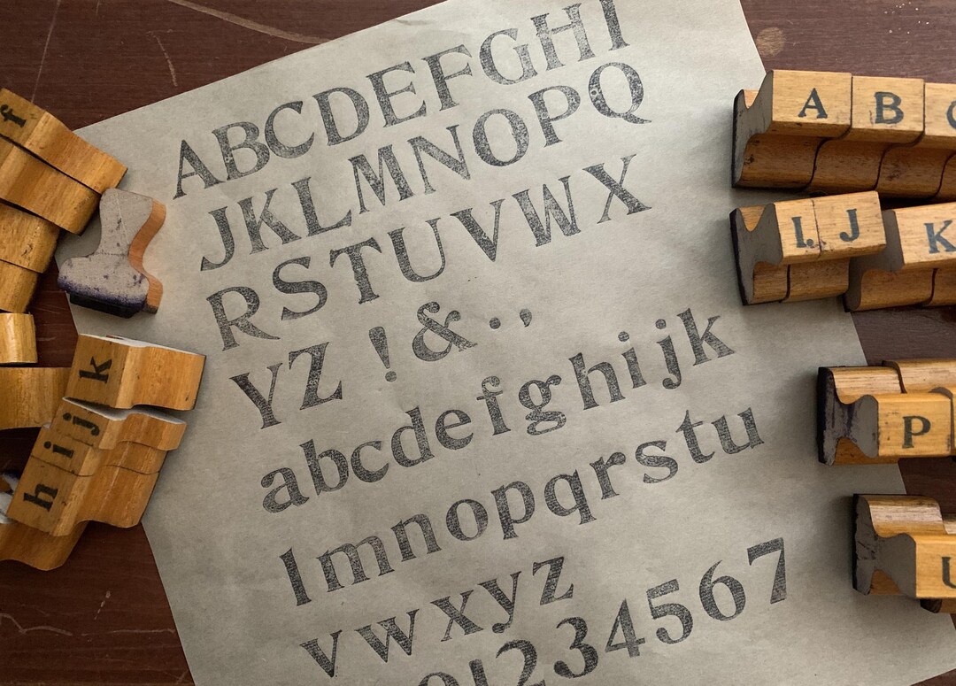 Vintage Wood Stamp Alphabet Set ABC Number Lettering Stamps for Craft ...