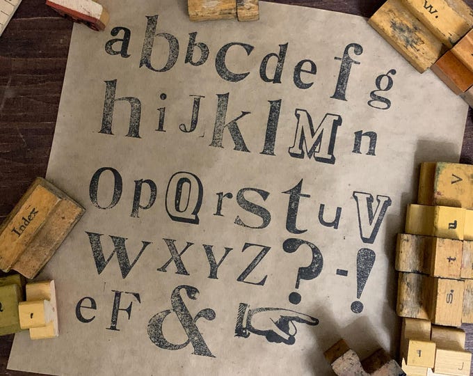 Vintage Wood Stamp Alphabet Set ABC Number Lettering Stamps for ...
