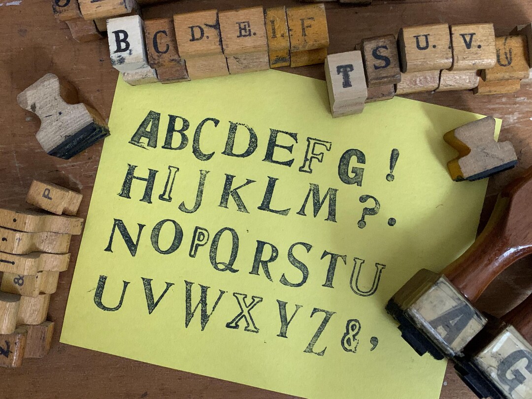 Vintage Wood Stamp Alphabet Set ABC Number Lettering Stamps for ...