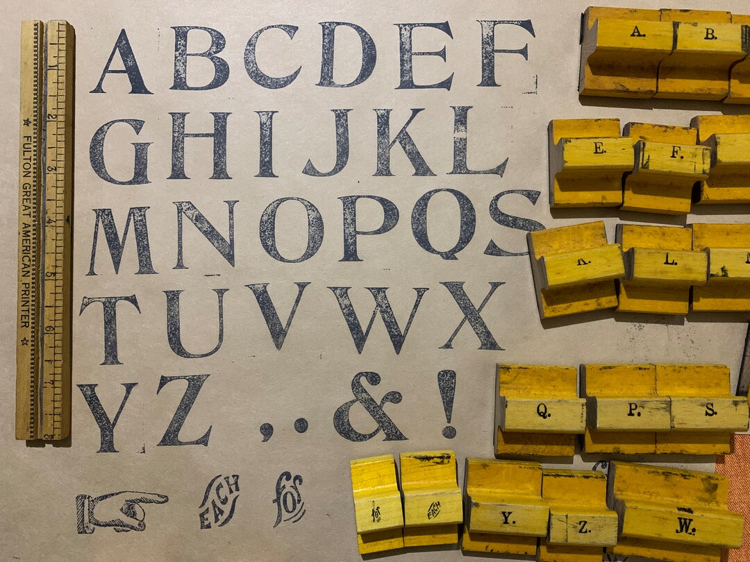 Vintage Wood Stamp Alphabet Set ABC Vintage Uppercase Stamps for Craft ...
