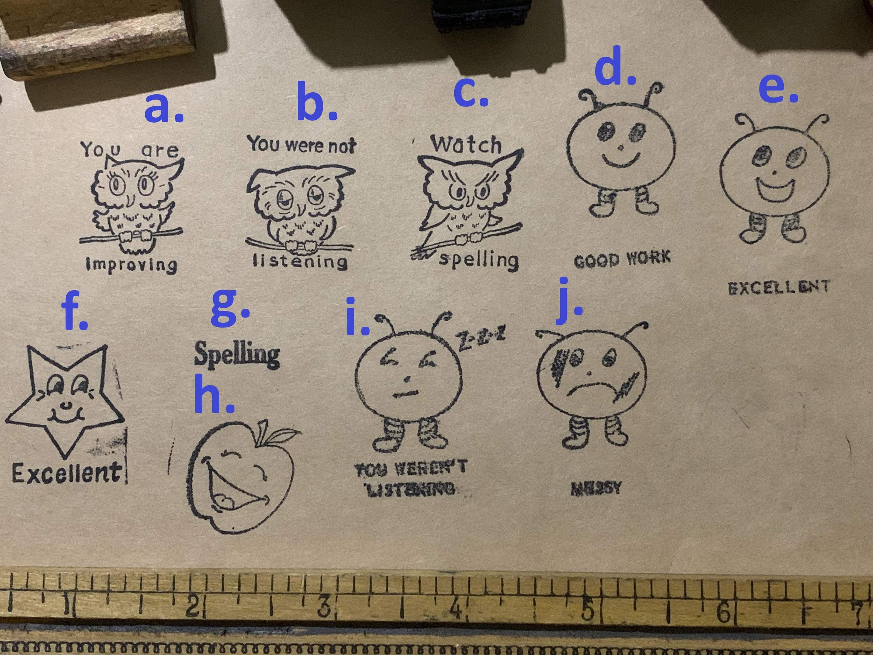 Vintage Teacher Grading Stamps Good Work Stamp Improving Stamp ...