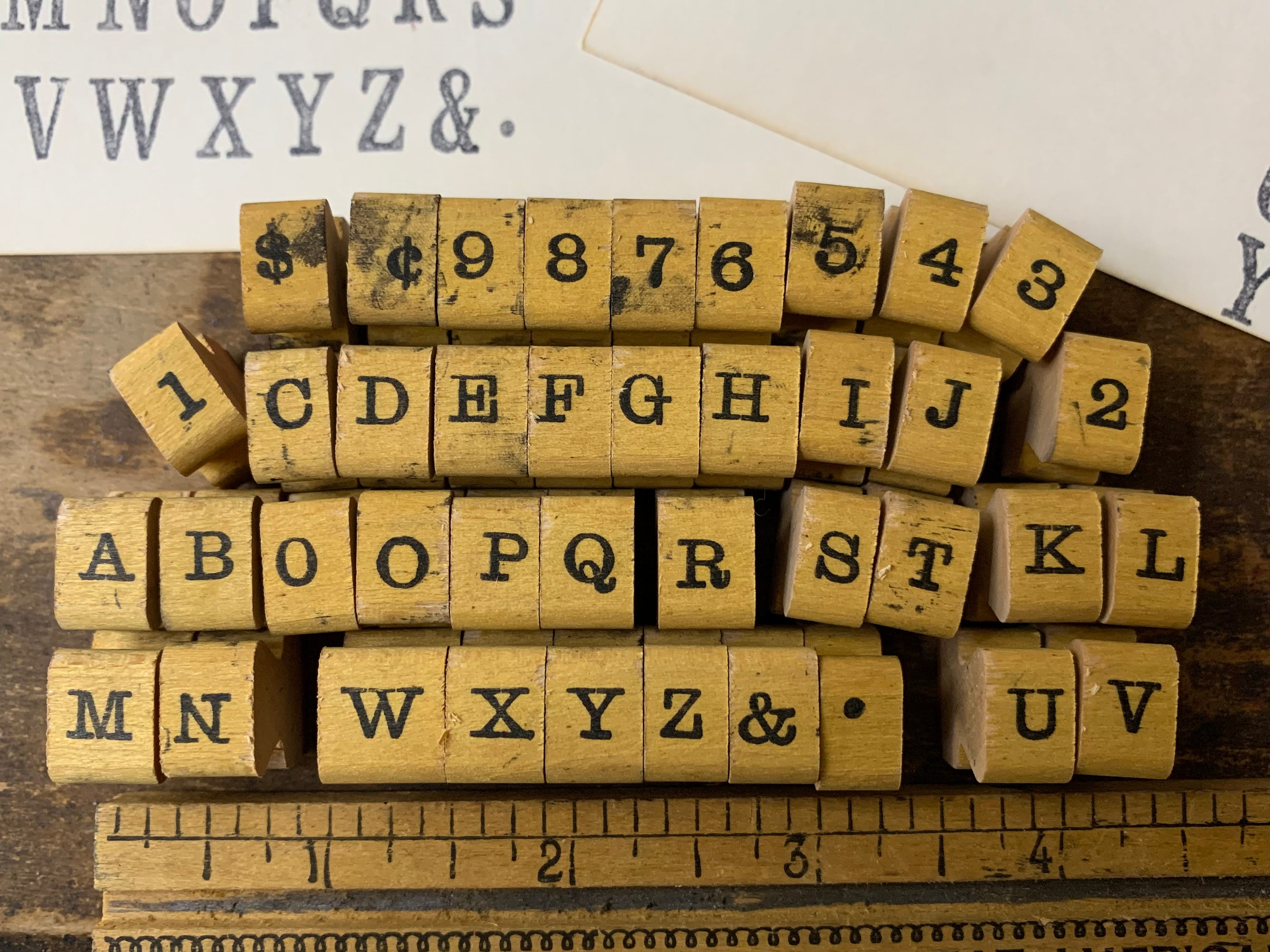 Vintage Wood Stamp Alphabet Set ABC Vintage Uppercase Stamps for Craft ...