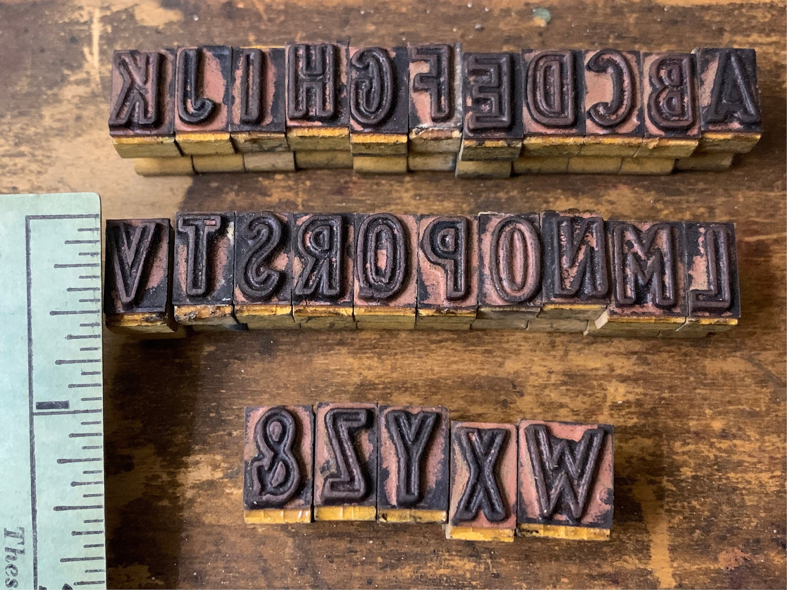 Vintage Wood Stamp Alphabet Set ABC Number Lettering Stamps - Etsy