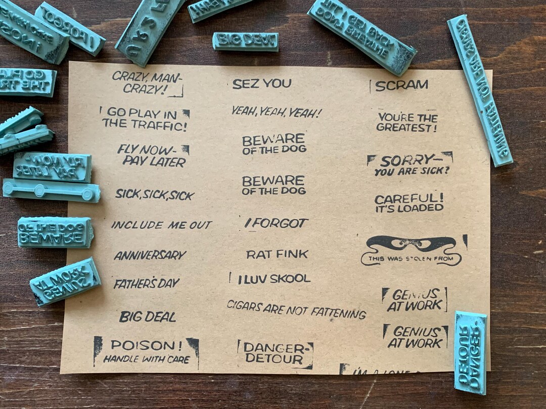 Vintage Rubber Stamp Cartoon Word Stamp Vintage Slang Stamps for ...