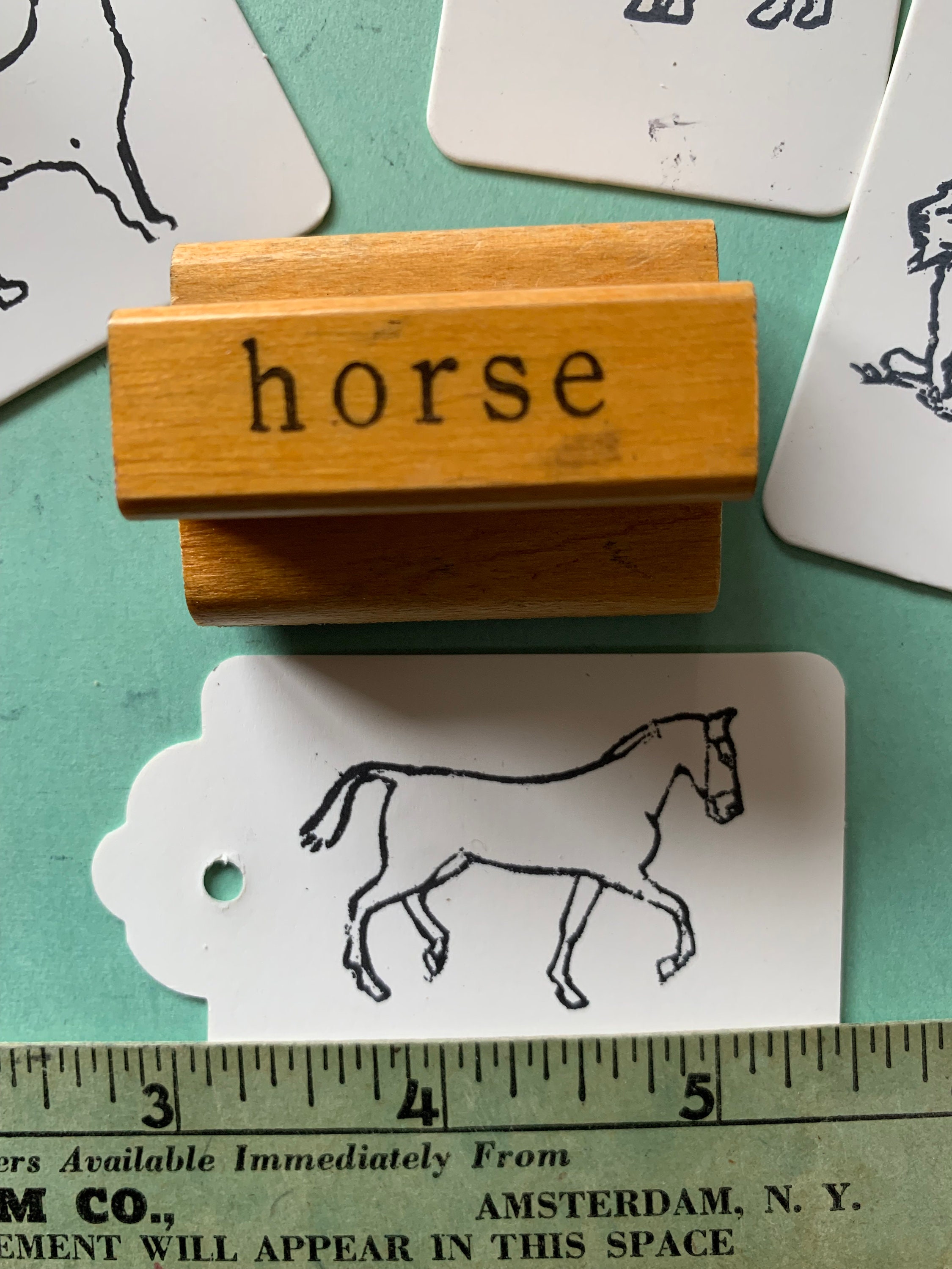 Vintage Farm Animal Stamp Wood Handled Rubber Stamp Craft Gift Card ...