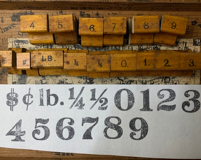 Vintage Wood Stamp Alphabet Set ABC Number Lettering Stamps for Craft ...