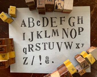 Vintage Wood Stamp Alphabet Set ABC Number Lettering Stamps for ...