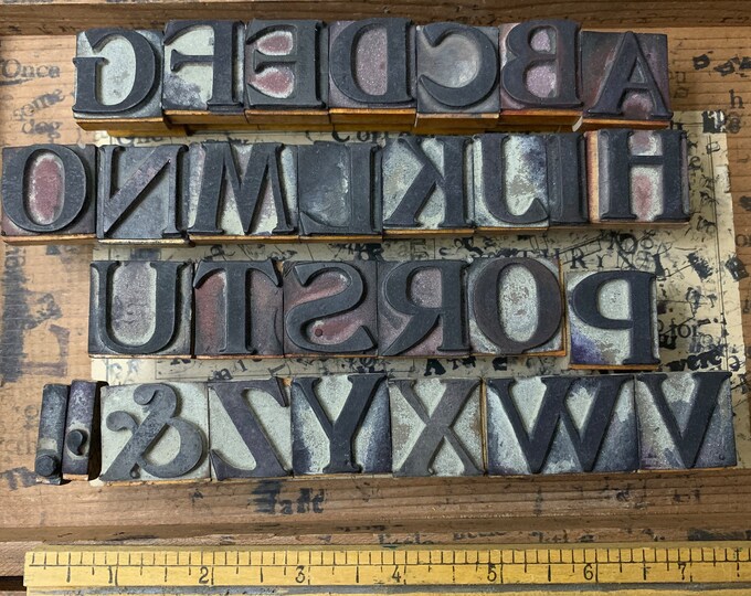 Vintage Wood Stamp Alphabet Set ABC Number Lettering Stamps for Craft ...