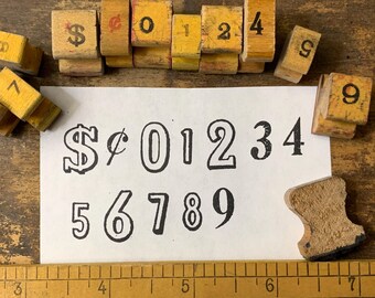 Vintage Wood Stamp Alphabet Set ABC Number Lettering Stamps for ...