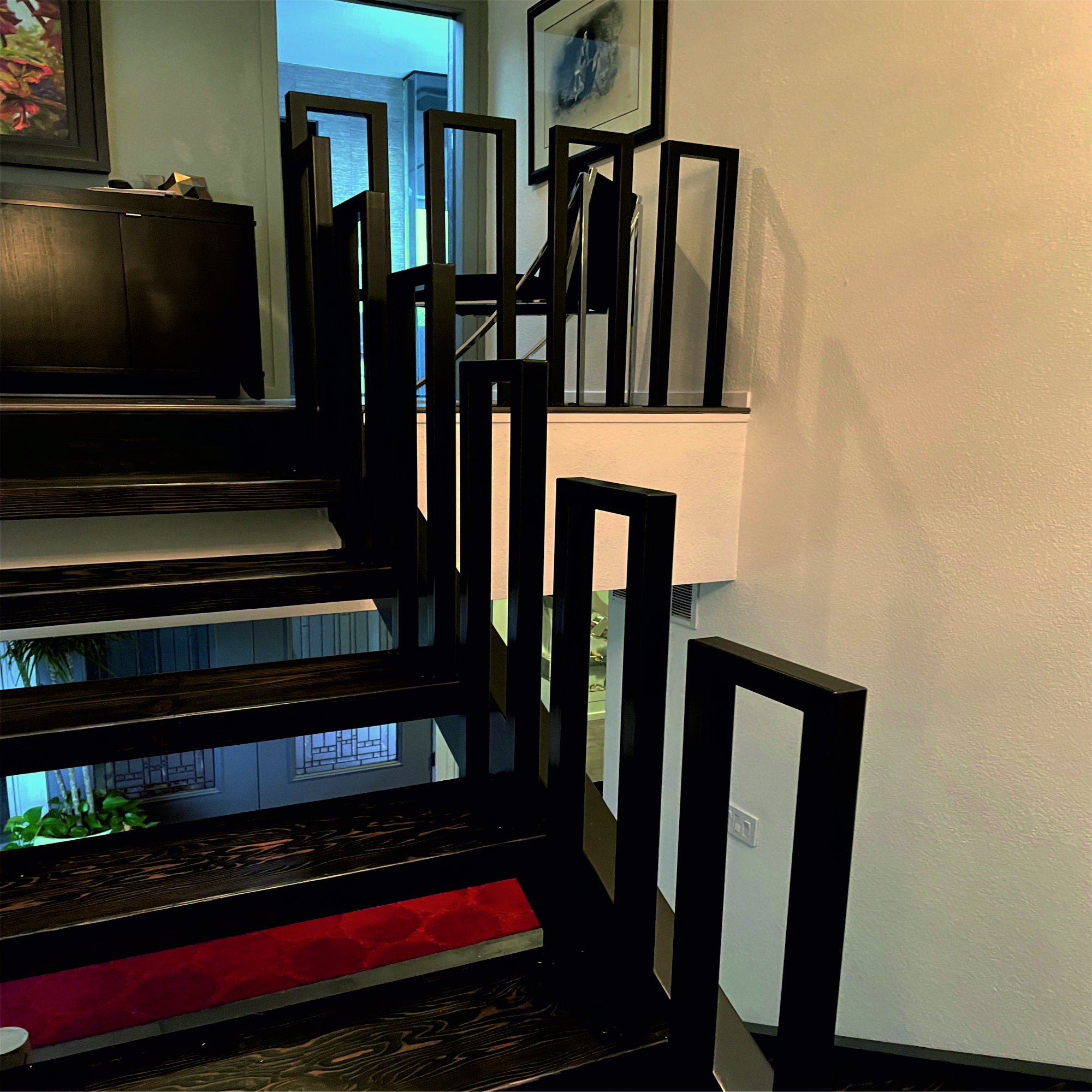 Modern Iron Stair Railing: Black Metal Guardrail for Steps (1-1/2"x 1-1 ...