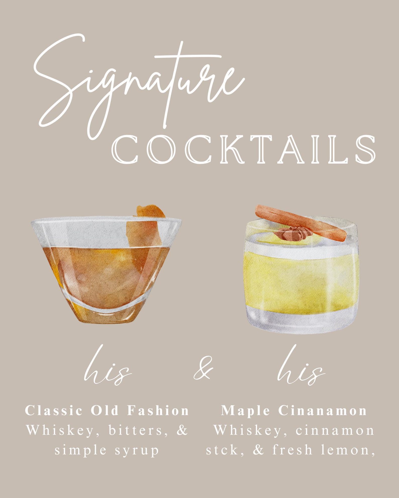 Signature Cocktail Sign - Etsy