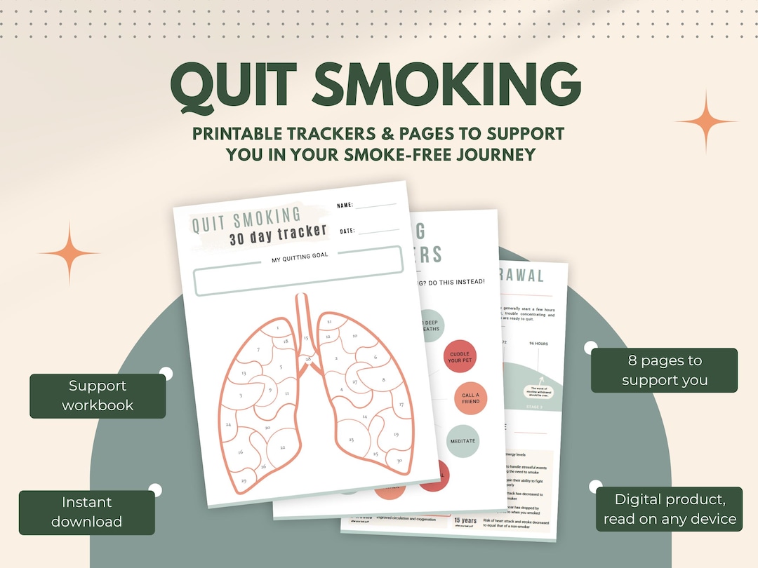 Quit Smoking/vaping Tracker: Digital Worksheets & Guide (digital ...
