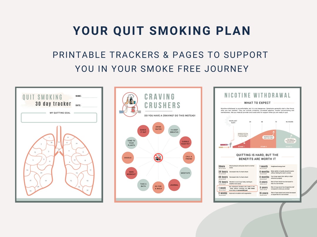 Quit Smoking or Vaping Tracker and Guide Digital Worksheets What to ...
