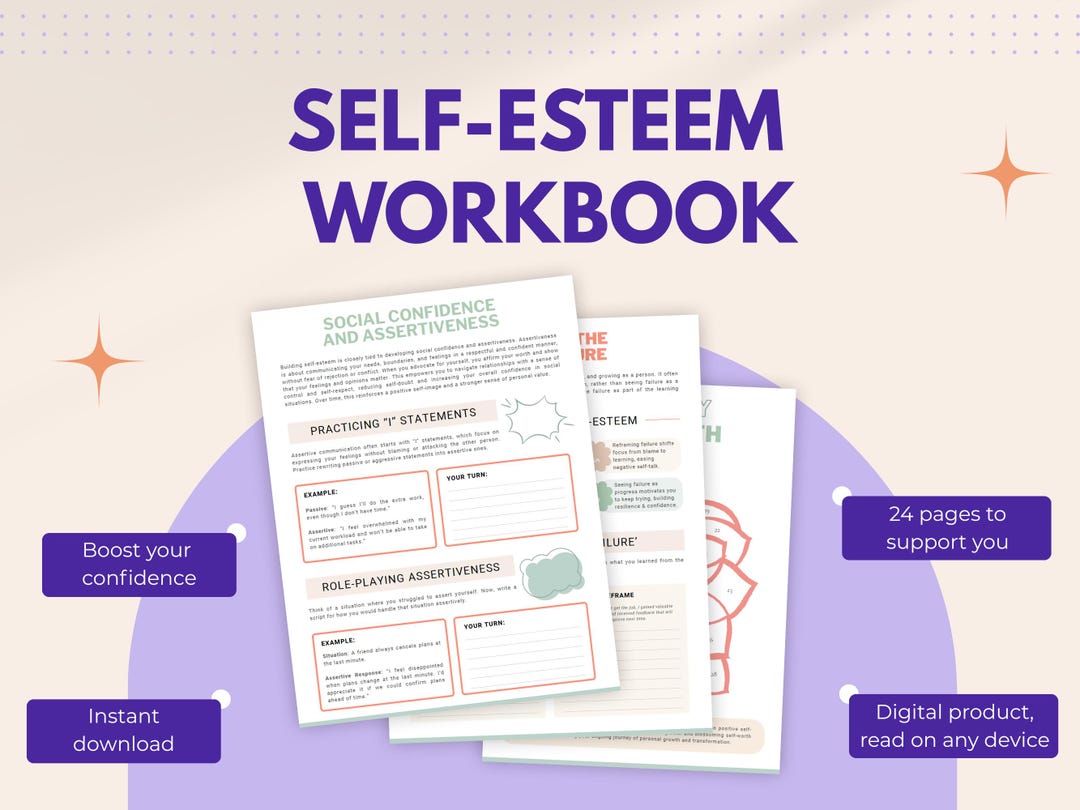 Self-esteem Workbook | Guided Exercises Affirmations and Reflection ...