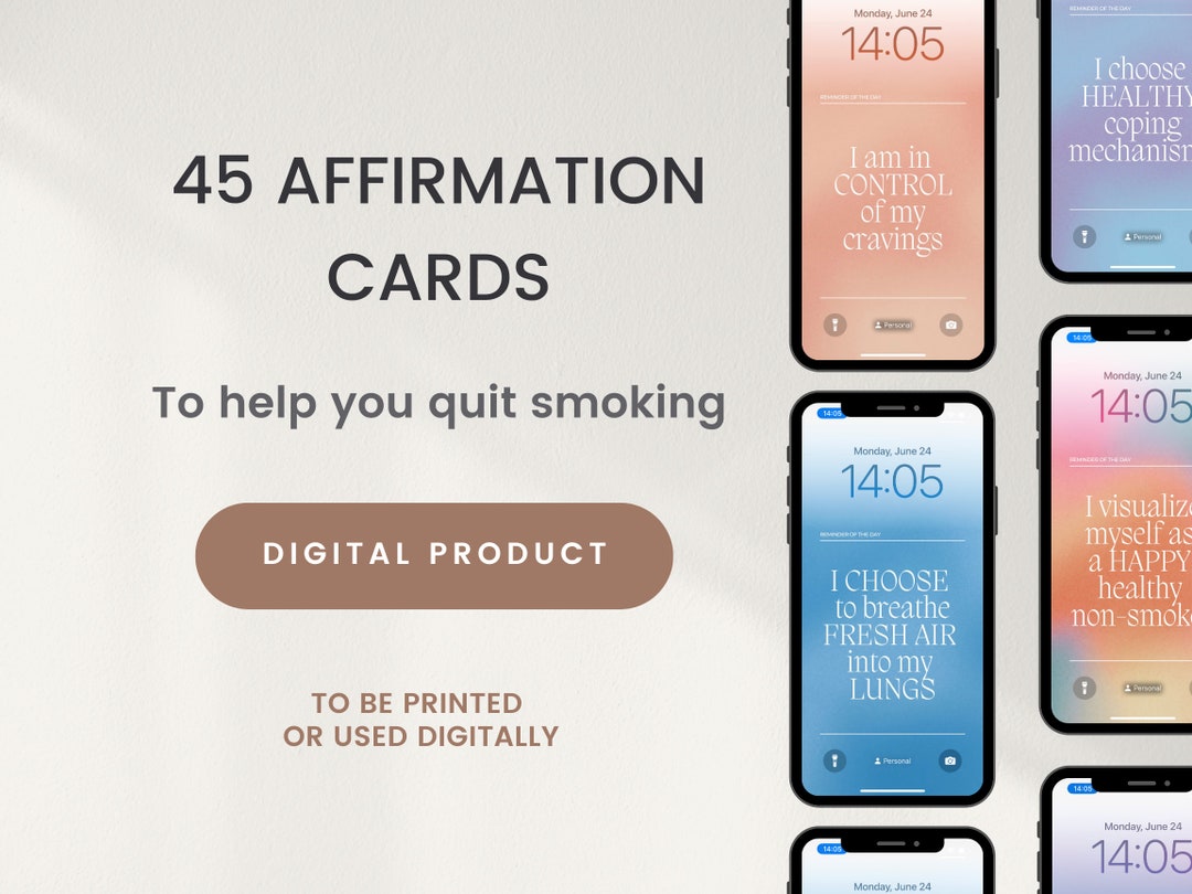 Quit Smoking Affirmation Cards | Stop Smoking Cards Motivation Cards ...