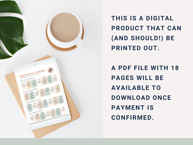 Digital Detox Workbook Printable Tracker Mindful Tech Use Daily ...