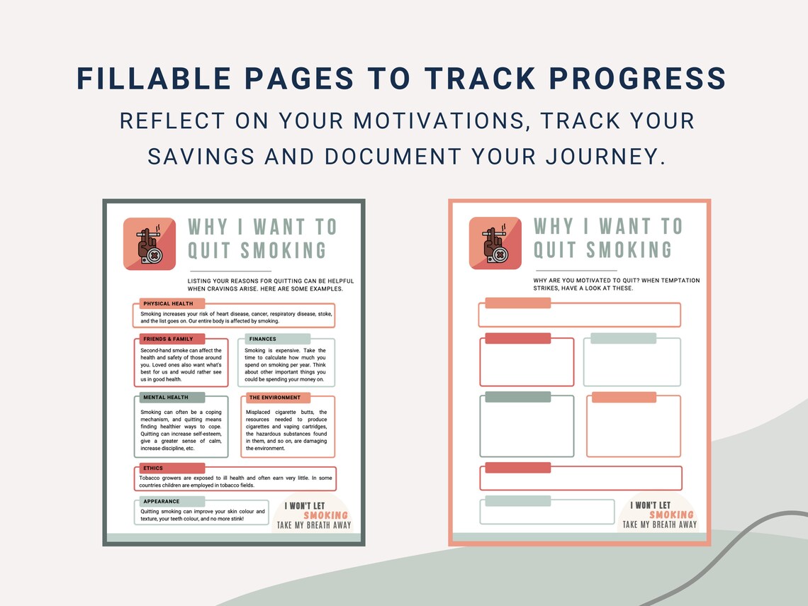 Quit Smoking or Vaping Tracker and Guide Digital Worksheets What to ...