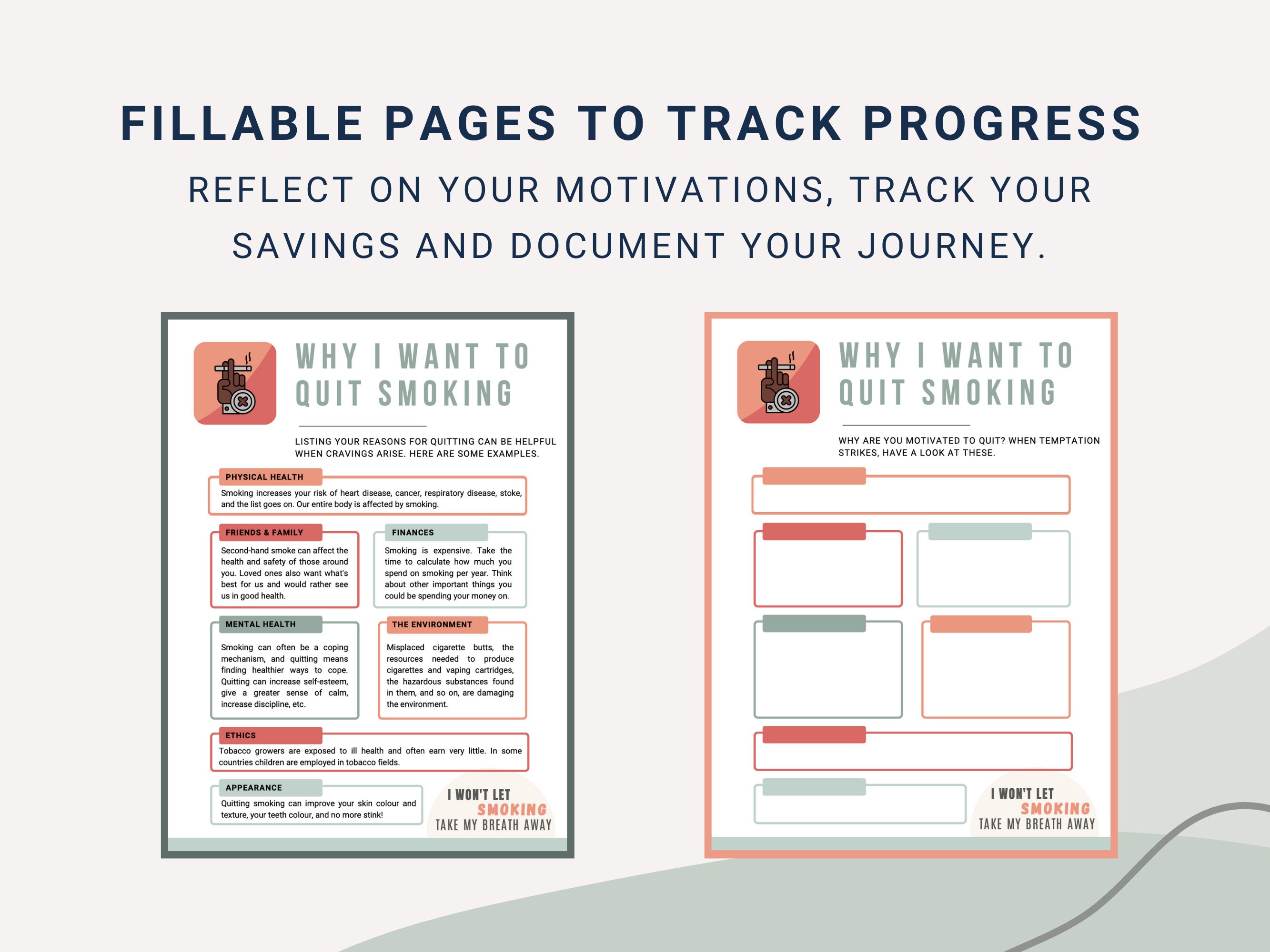 Quit Smoking or Vaping Tracker and Guide Digital Worksheets What to ...