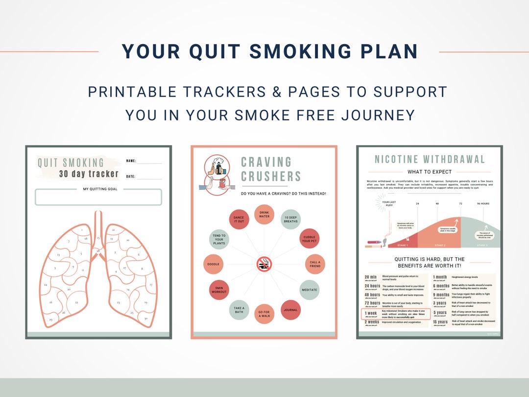 Quit Smoking or Vaping Tracker and Guide Digital Worksheets | What to ...