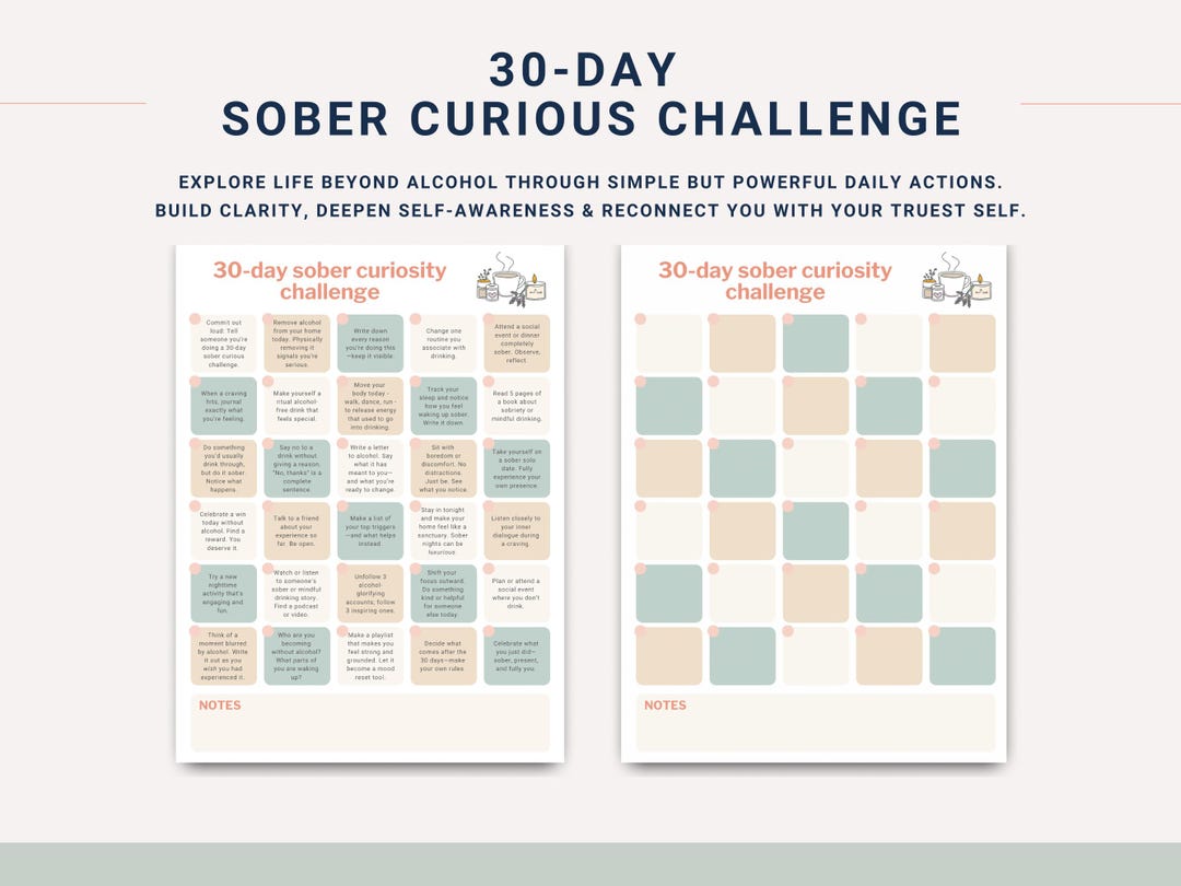 Sober Curious Challenge: 30-day Printable Tracker (digital Download) - Etsy