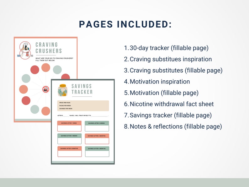 Quit Smoking or Vaping Tracker and Guide Digital Worksheets | What to ...