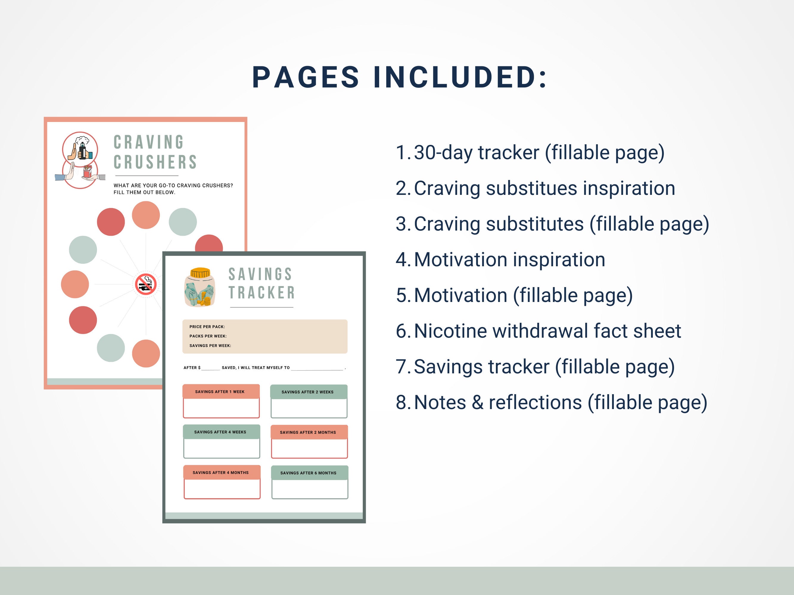 Quit Smoking or Vaping Tracker and Guide Digital Worksheets | What to ...