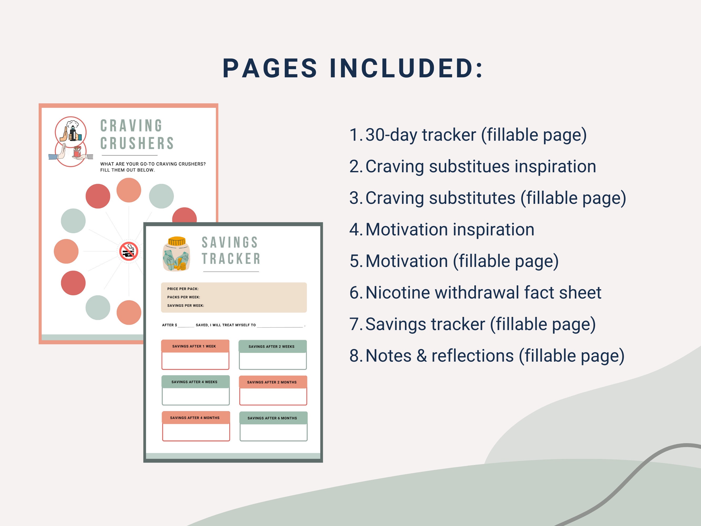 Quit Smoking or Vaping Tracker and Guide Digital Worksheets What to ...