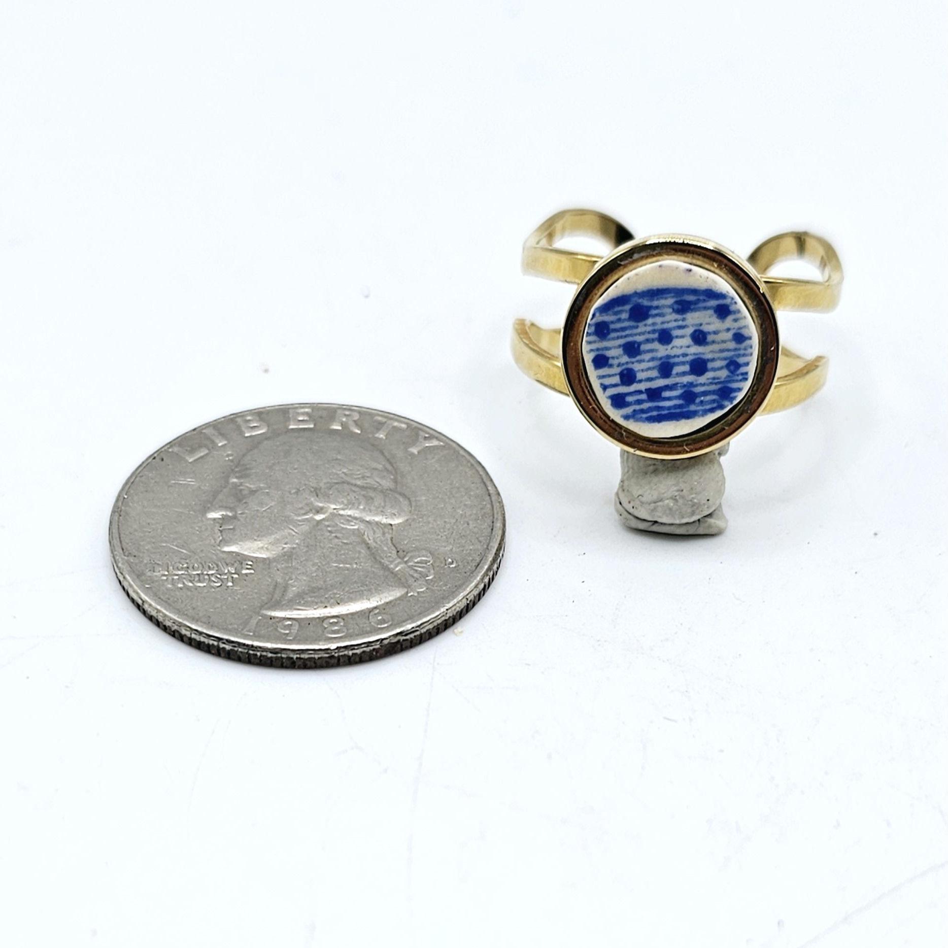 Handmade Scottish Sea Pottery Ring, Gold Plated Ring, Scotland, Unique ...