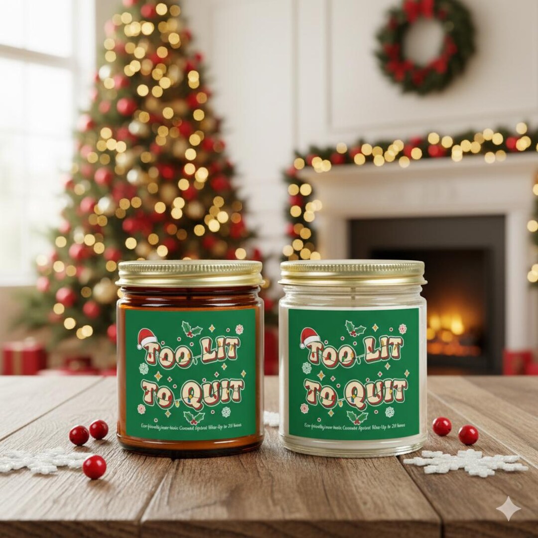 Funny Holiday Candle: Too Lit to Quit, Xmas Stocking Stuffer - Etsy