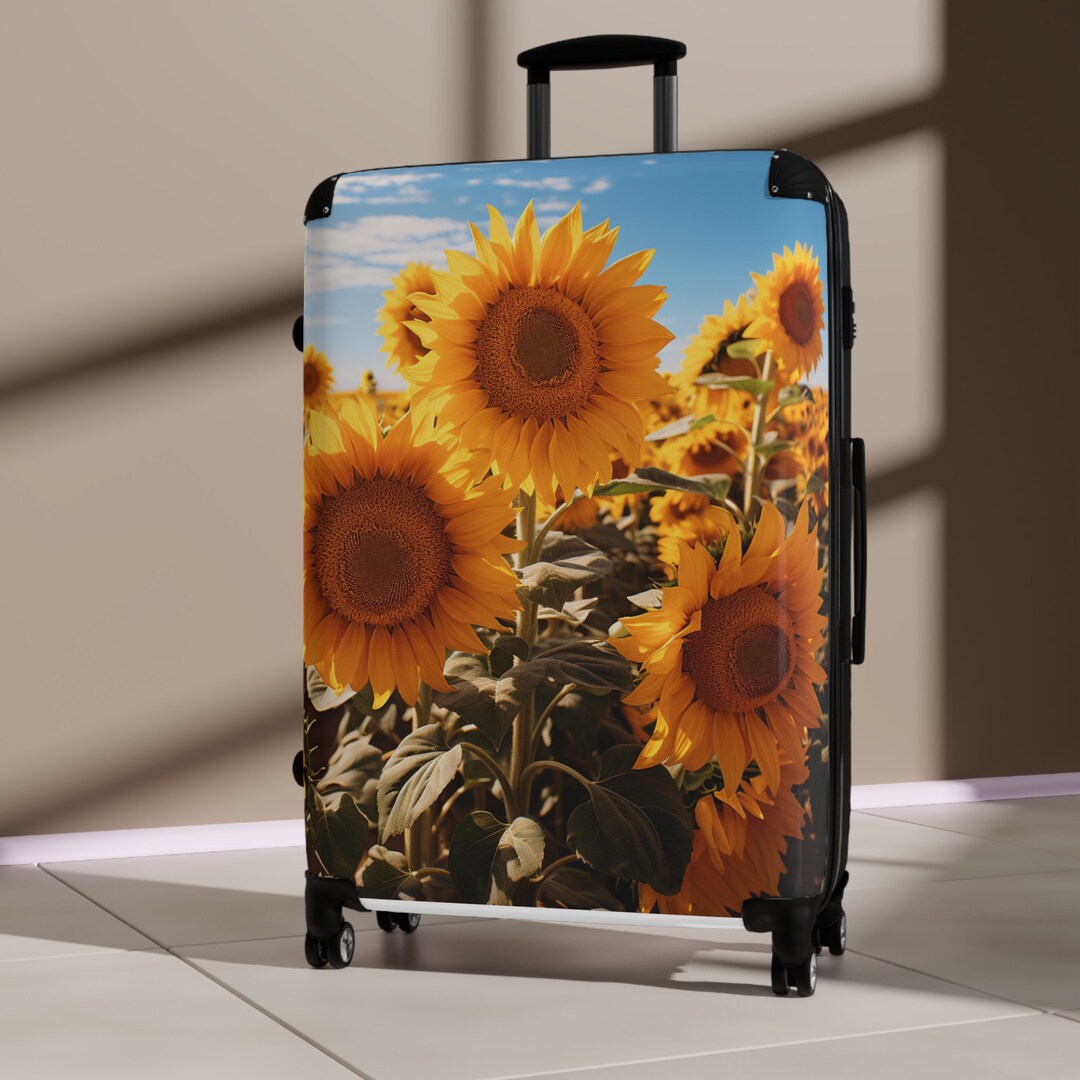 Sunshine Travels - Floral Print Sunflower Suitcase - Travel in Style ...