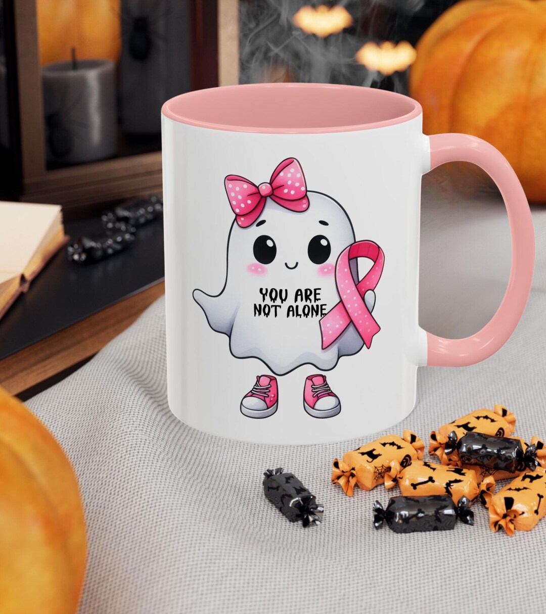 Breast Cancer Ghost Coffee Mug, Cancer Survivor Gift, Breast Cancer Mug ...
