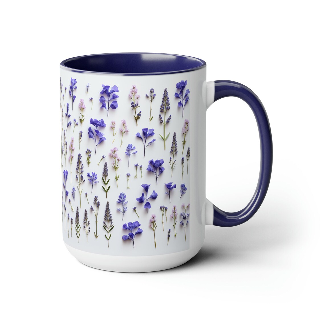 Lavender Pressed Floral Two-tone Coffee Mugs, 15oz - Etsy