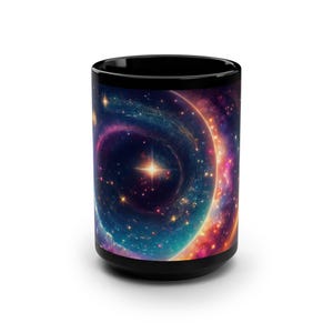 Galaxy Style Mug, Black Ceramic Coffee Cup, 15oz Glossy Mug ...