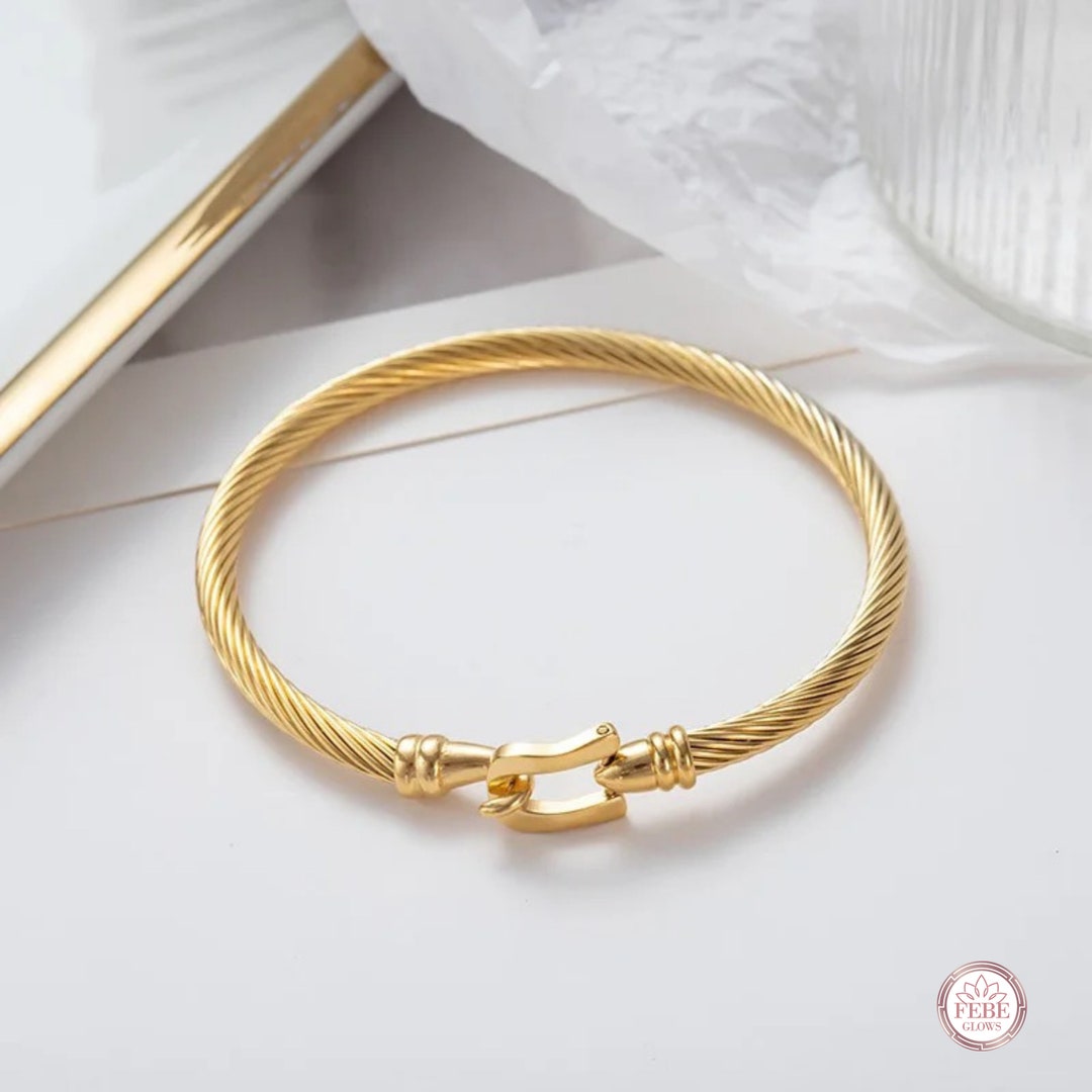 Cable Bracelet, Gold Cable Bracelet, Silver Cable Bracelet, Cable ...