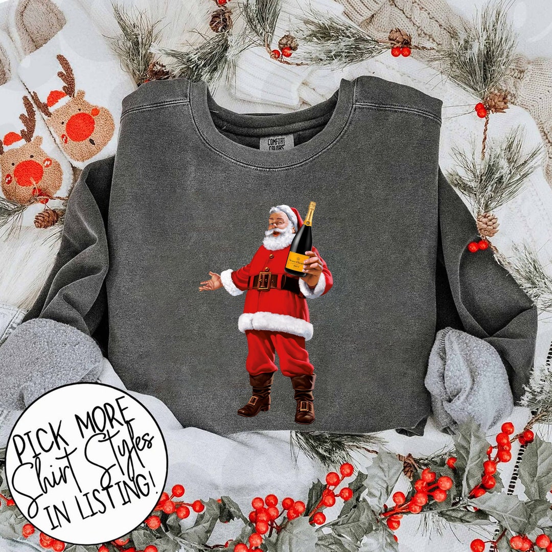 Comfort Colors Champagne Santa Christmas Sweatshirt, Luxe Santa ...