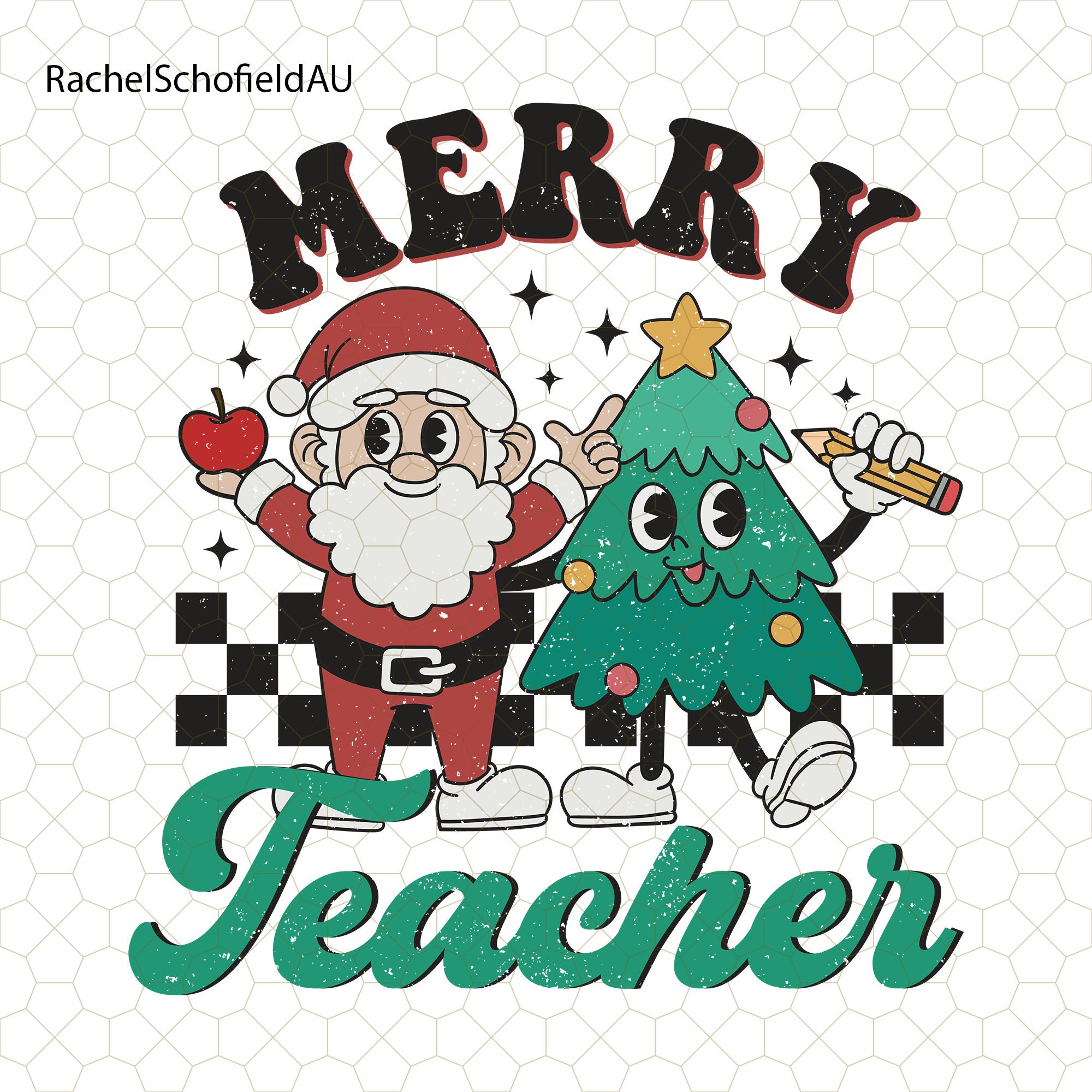 Merry Teacher Png Teacher Christmas Png Retro Teacher - Etsy