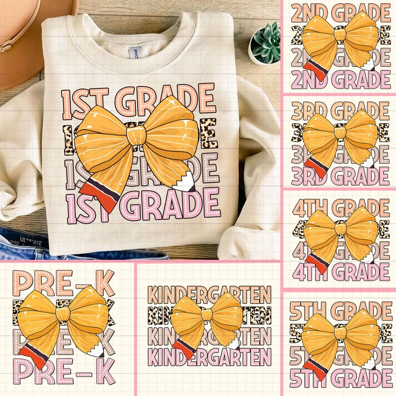 Retro Back to School Bundle PNG, Kindergarten, First Day of School ...