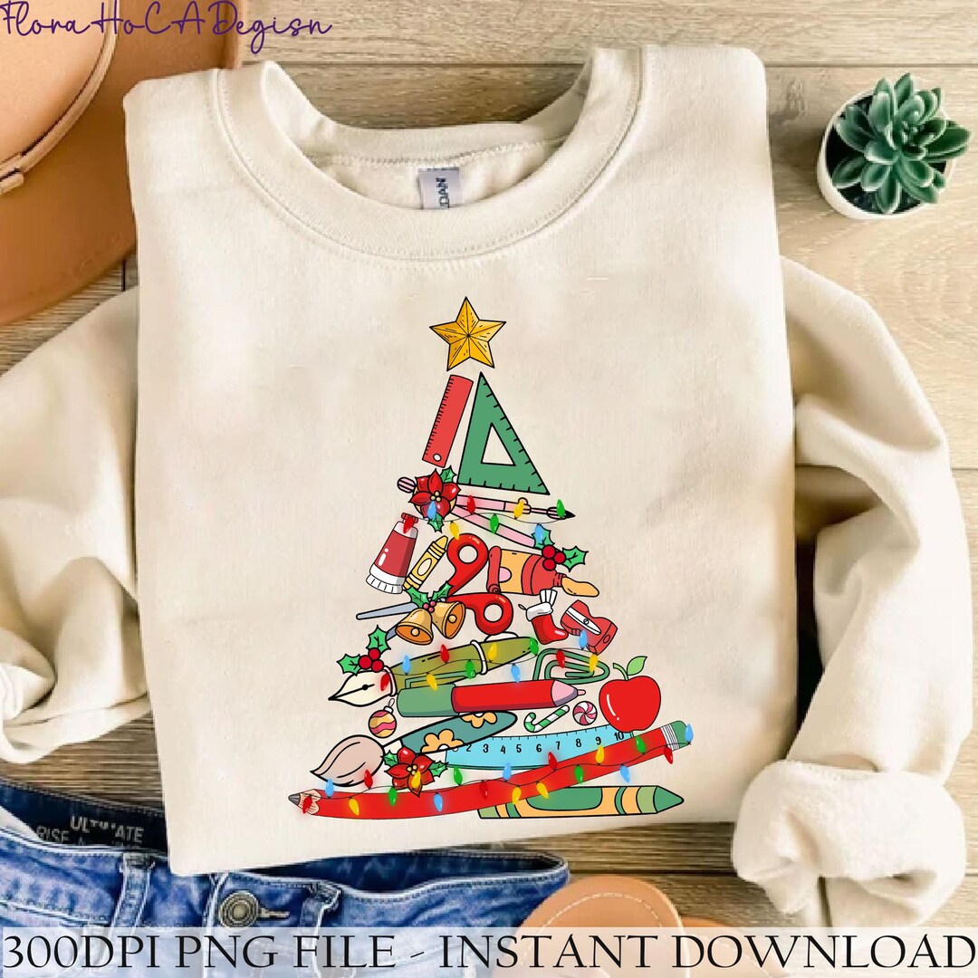 Teacher Christmas Tree Png, Christmas Teacher Shirt Design, Gift for ...