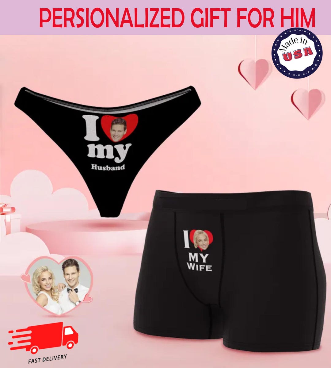Couple Matching Underwear Set, Personalized Photo Men's Boxer Briefs, I Love My Wife Boxer ...