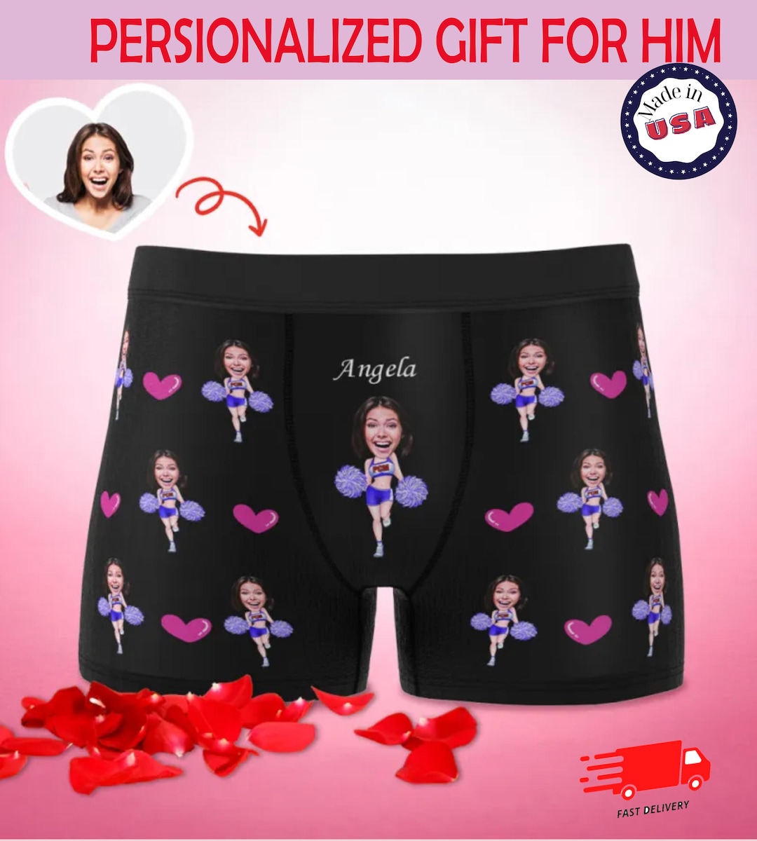 Personalized Face Boxers for Husband, Cheerleader Custom Underwear ...