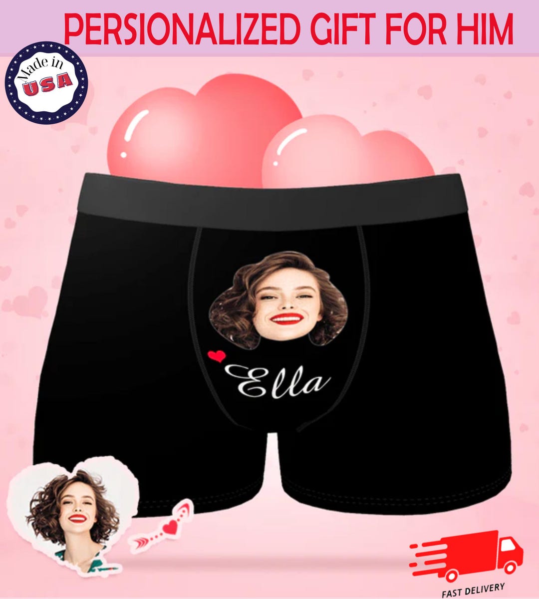 Personalized Face Boxers for Husband, Custom Name Boxer, Custom Wedding ...