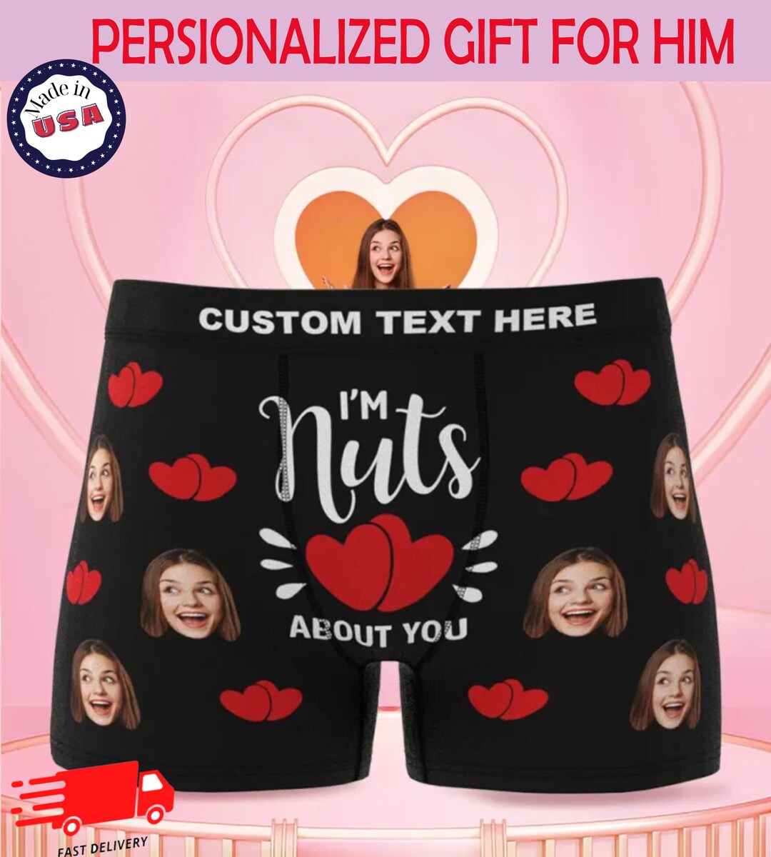 Personalized Face Boxers for Husband, I'm Nut About You Boxer, Custom ...