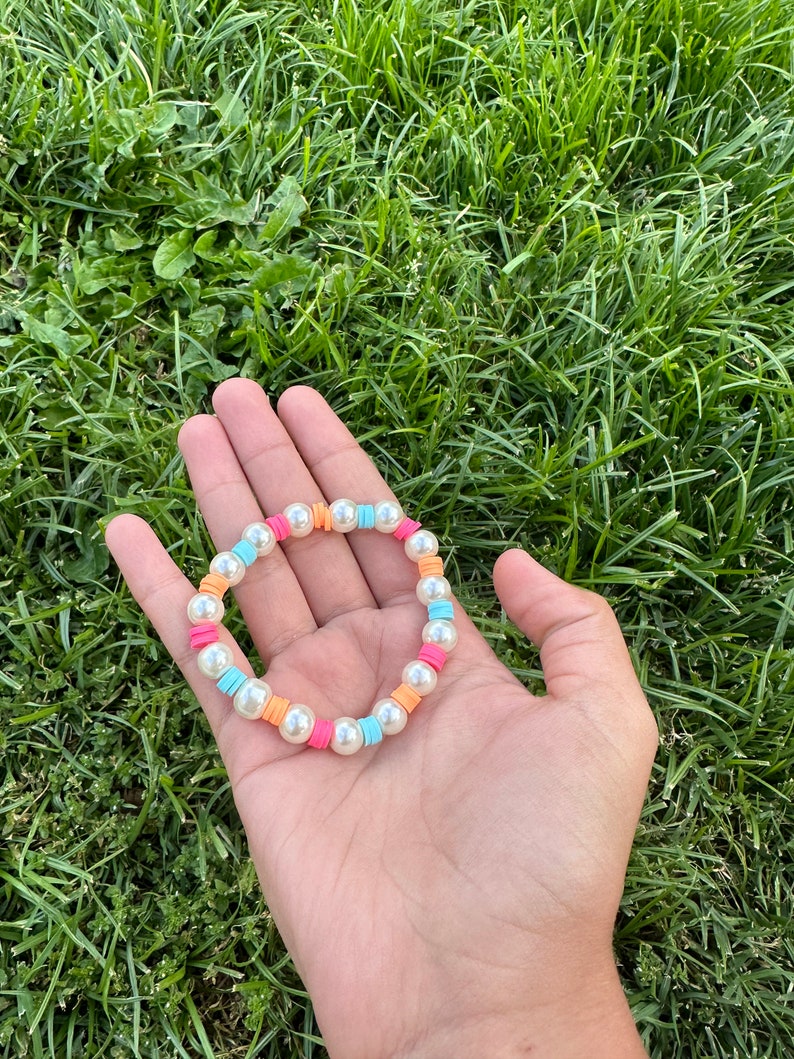 Summer Pearl Clay Bead Bracelet - Etsy