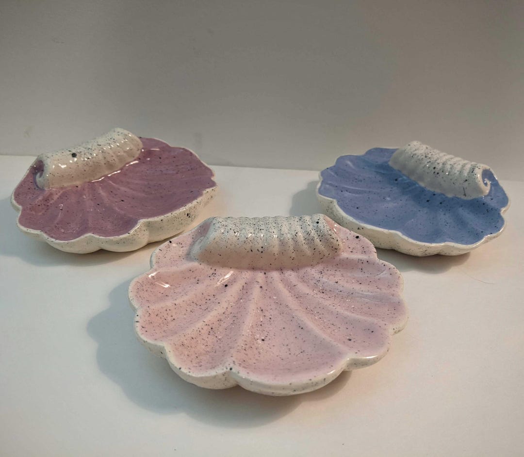 Ceramic Summer Shell Soap Dish, Perfect Handmade Trinket Plate, Unique ...