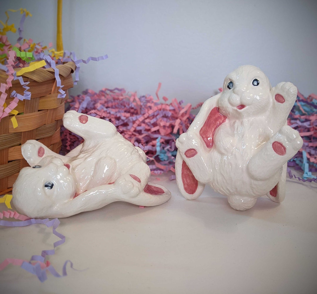 Laying Down Bunny, Ceramic Rabbit Figurine, Unique Cute Easter ...