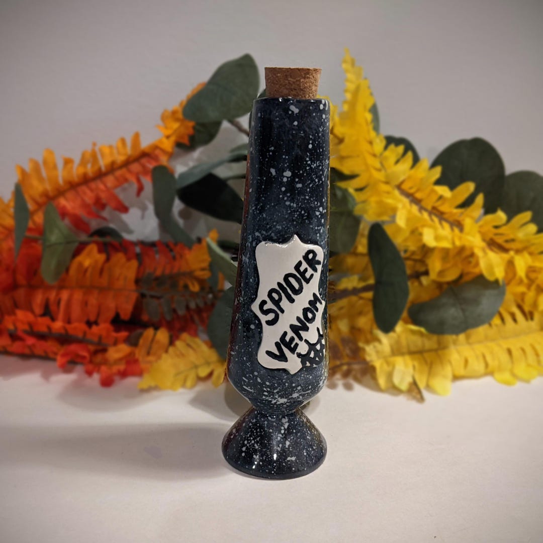 Handmade Ceramic Spider Venom Potion Alchemy Bottle – Halloween Decor ...