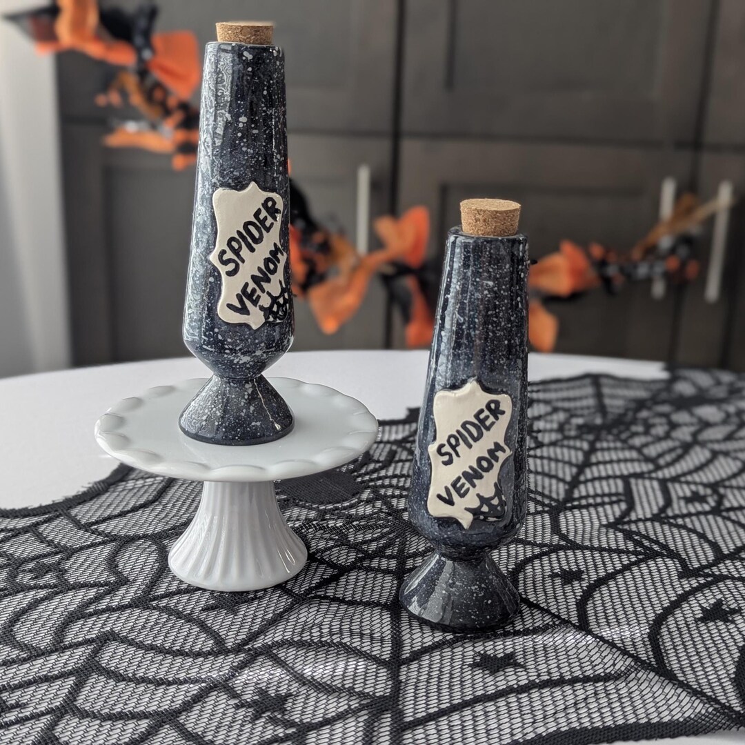Handmade Ceramic Spider Venom Potion Alchemy Bottle – Halloween Decor ...