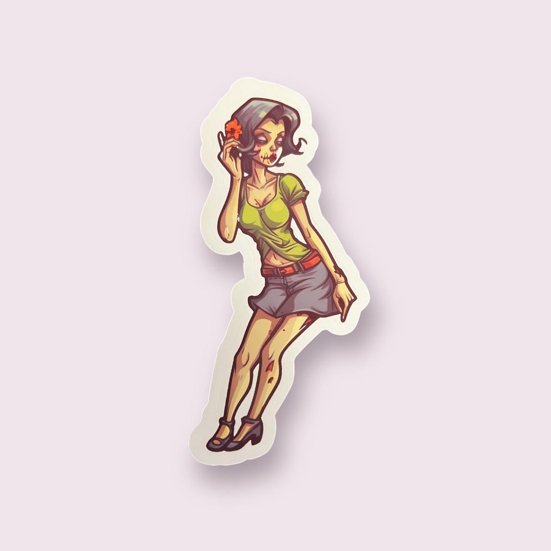 Zombie Pin up Girl Vinyl Sticker - Etsy