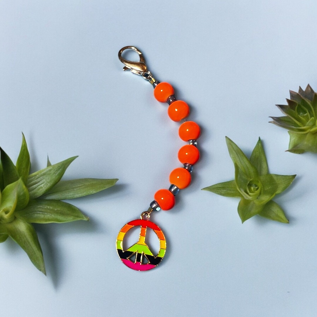 Orange and Blue Pride Peace Sign Scissor Fob, Purse Charm, Keychain ...