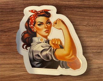 Rosie the Riveter Waterproof Vinyl Sticker, Laptop Sticker, Tumbler ...
